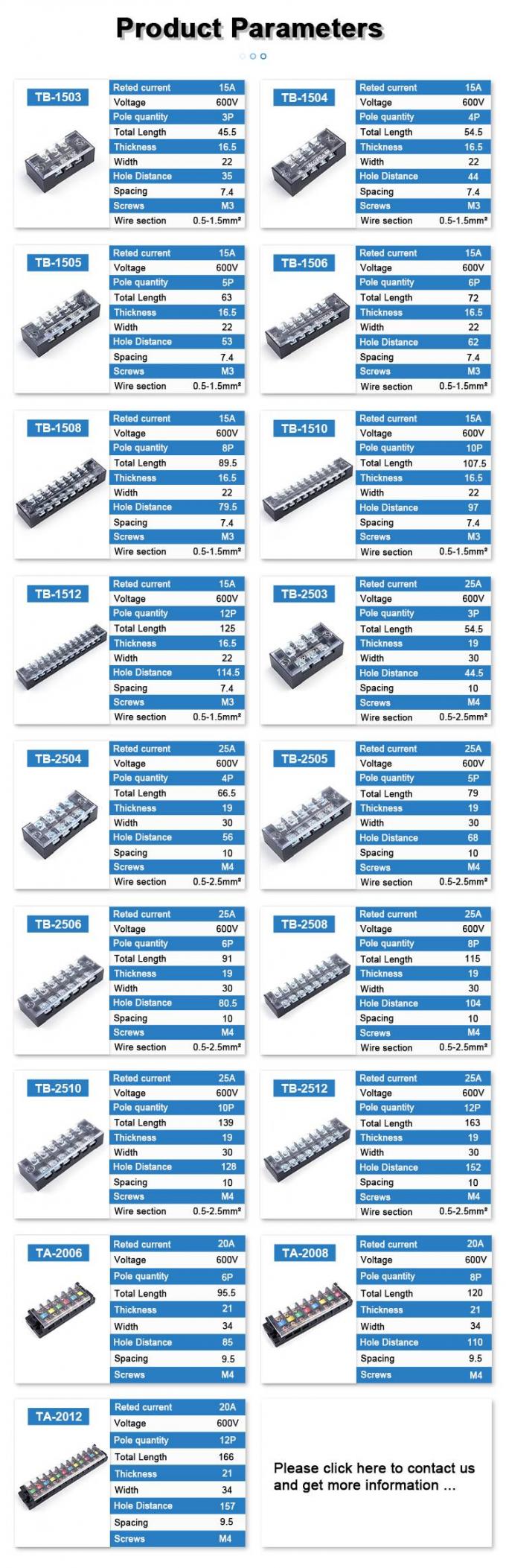 TB Series Barrier Pc TB Wire Connect Fixed Terminal Blocks PVC Cable ...