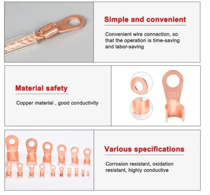 Lug Tubular One Hole Copper Cable Crimp Connectors OT Tinned Open Terminal